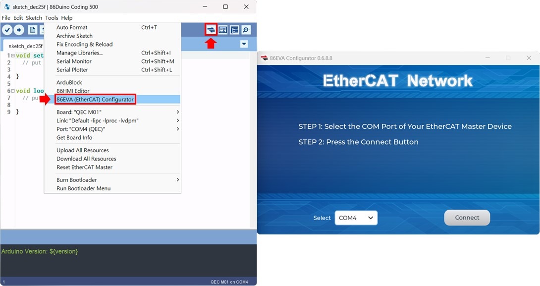 Start Guide: Digital Input + Output with 86EVA and ArduBlock - QEC